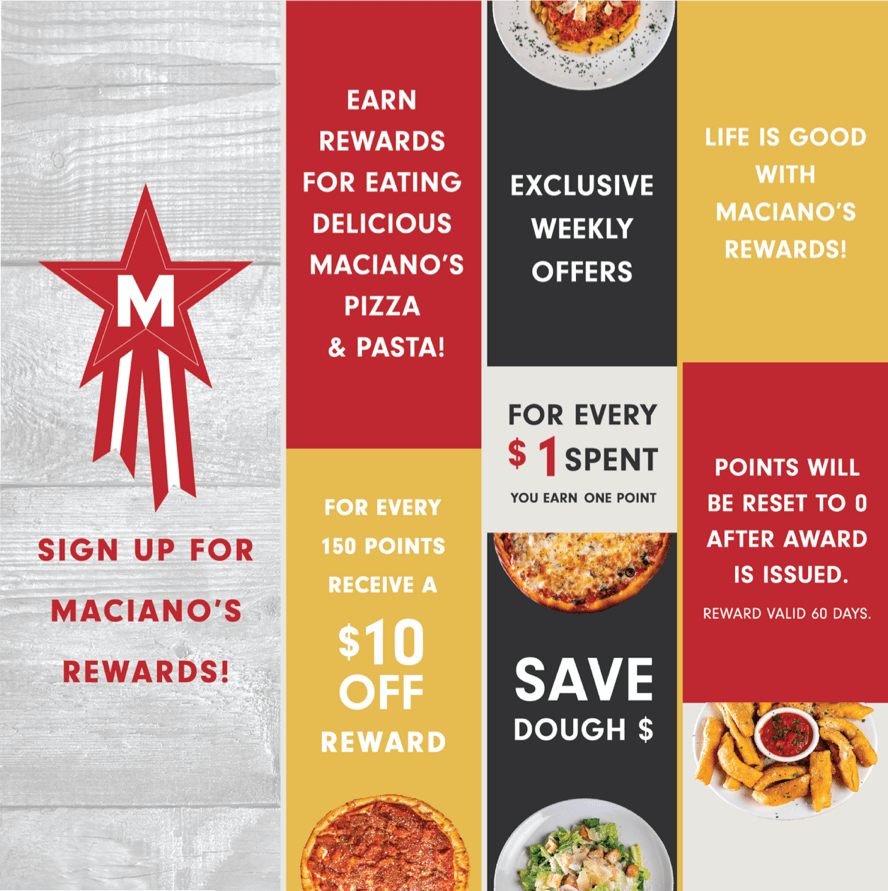 Maciano’s Rewards | Pizza & Pasta | Dine In, Carryout, & Delivery